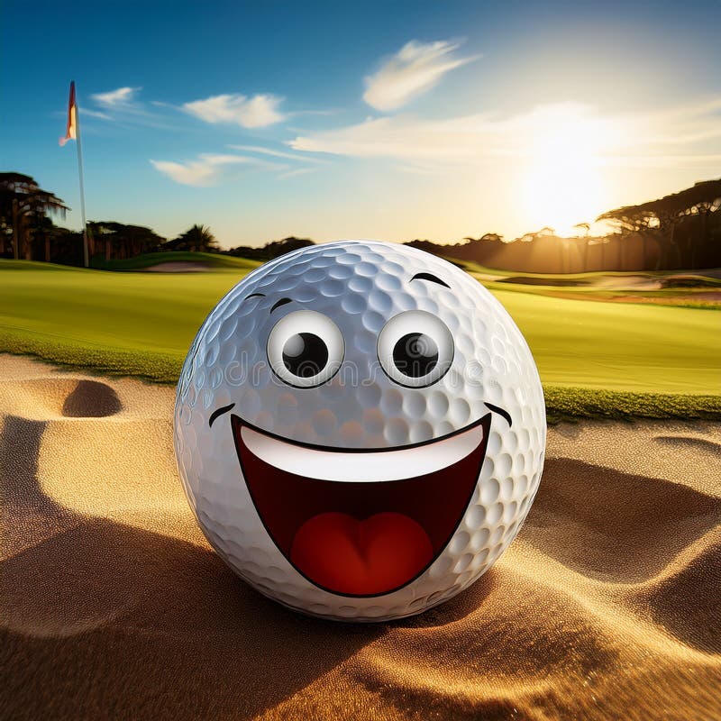 Laughing Golf Ball in a Sand Trap Stock Photo - Image of smiley ...