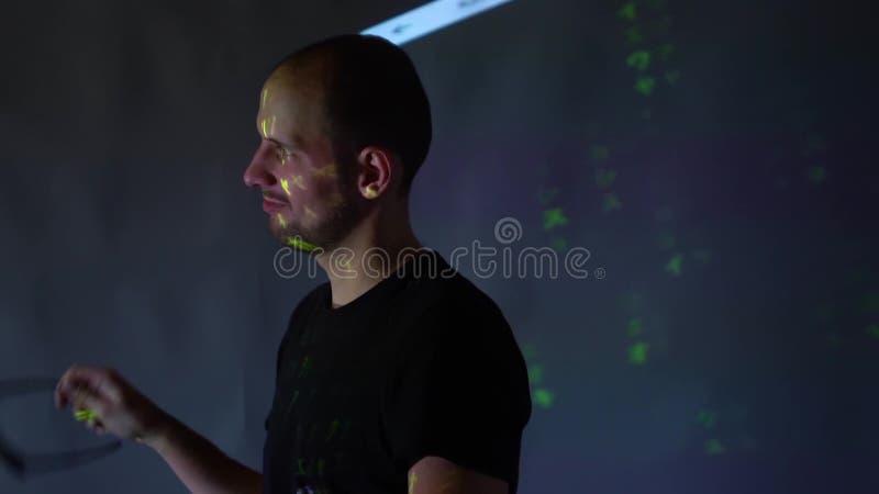 Laughing Hacker with Binary Codes from Monitor Stock Video - Video of ...