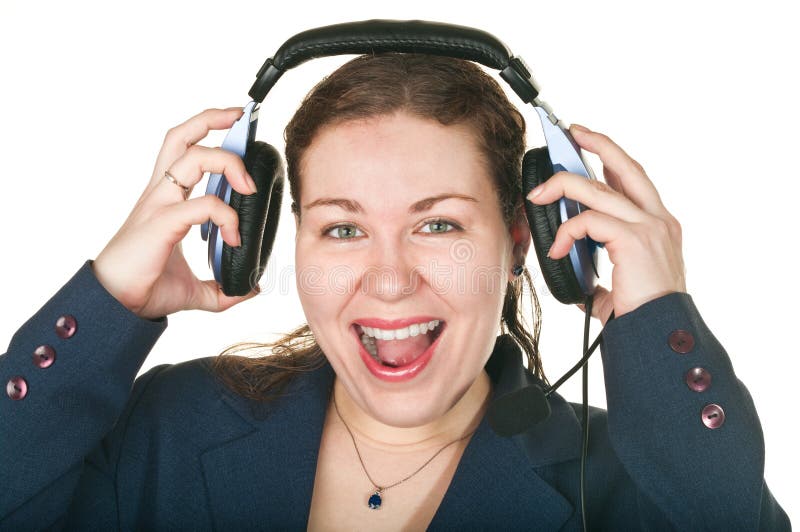 Laughing Happy Call Operator Stock Image - Image of internet, business ...