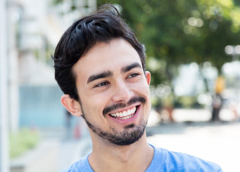 Laughing Hispanic Guy in the City Stock Photo - Image of adult ...