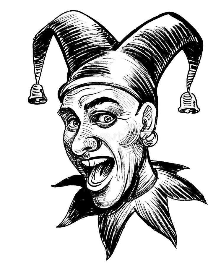 Smiling jester stock illustration. Illustration of vintage - 110590326
