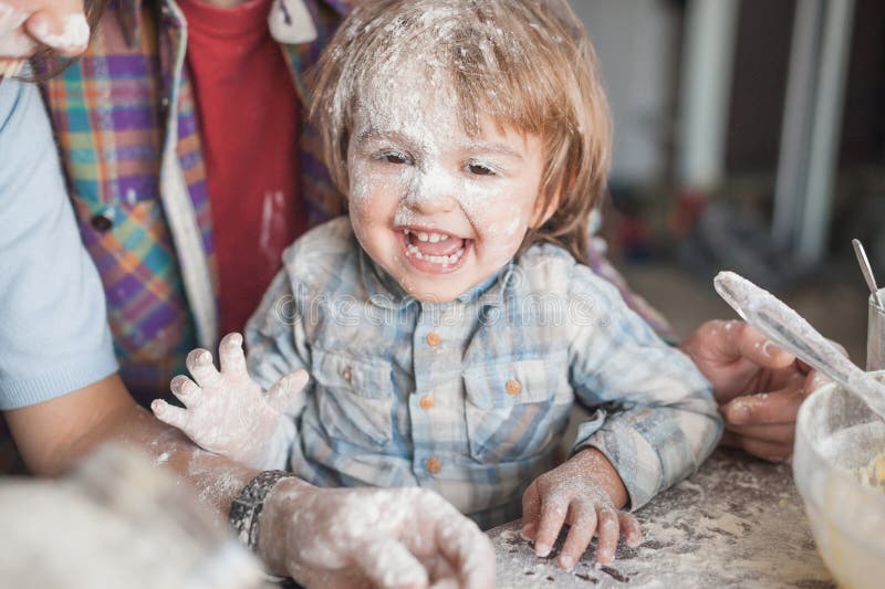 Kitchen Woman Kid Flour Mess Stock Photos - Free & Royalty-Free Stock ...