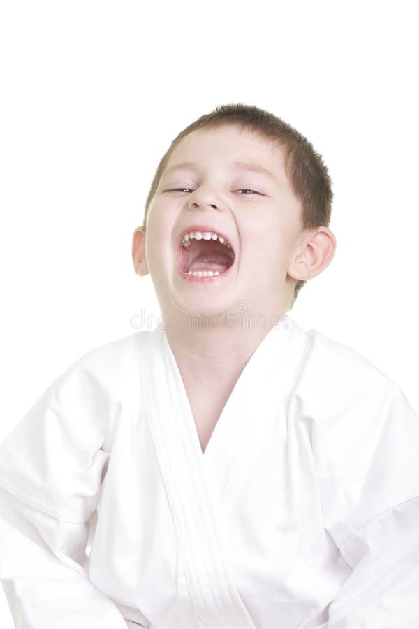 Little Boy in Karate Lesson Stock Image - Image of concentrate ...