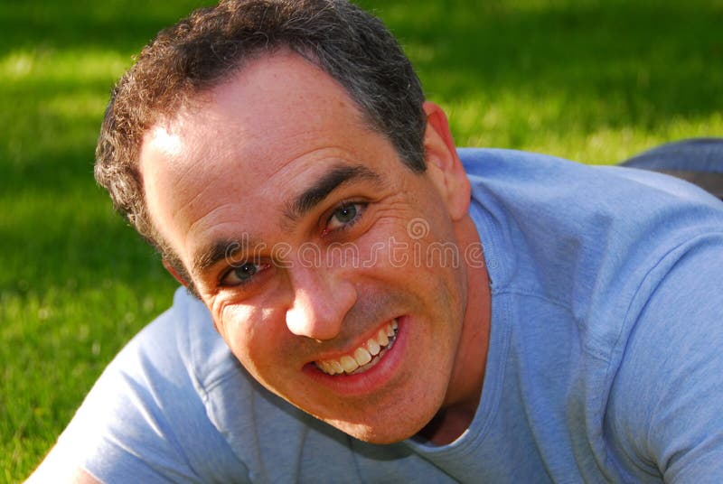 Laughing man stock image. Image of laughing, closeup, lawn - 858993