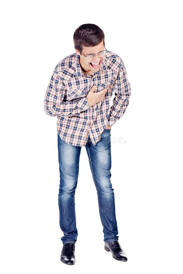 Loudly Laughing Guy Over White Stock Image Image Of Healthy