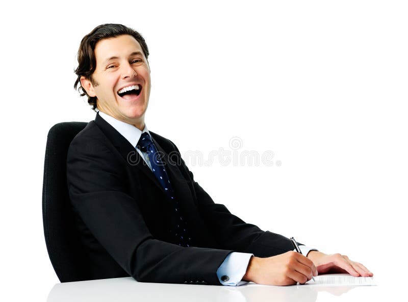 Laughing man at work stock image. Image of occupation - 22774799