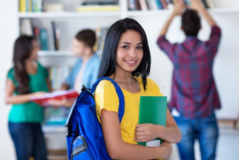 Laughing Mexican Female Student with Group of Students Stock Image ...