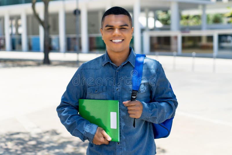 Laughing Mexican Male Student with Backpack Stock Photo - Image of high ...
