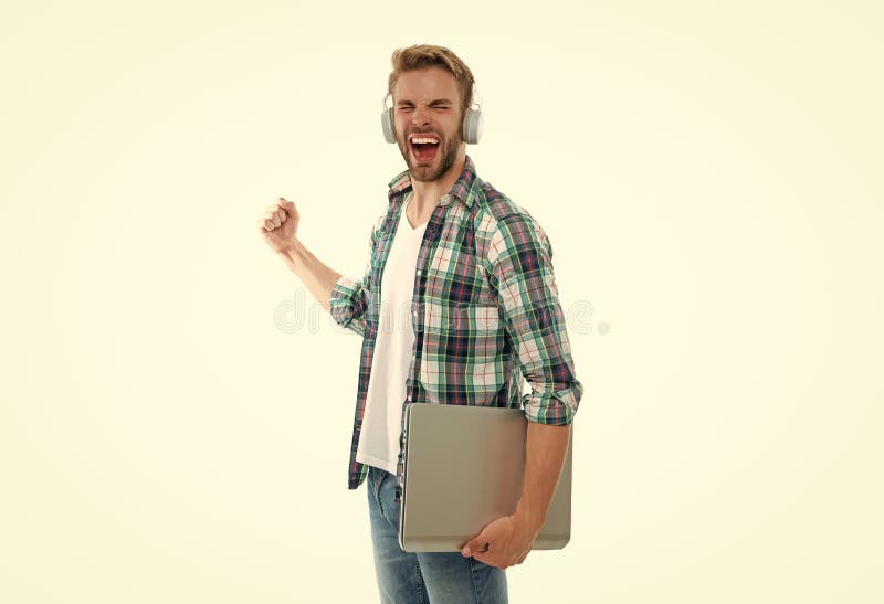 Laughing Millennial Man Student in Studio. Photo of Millennial Man ...