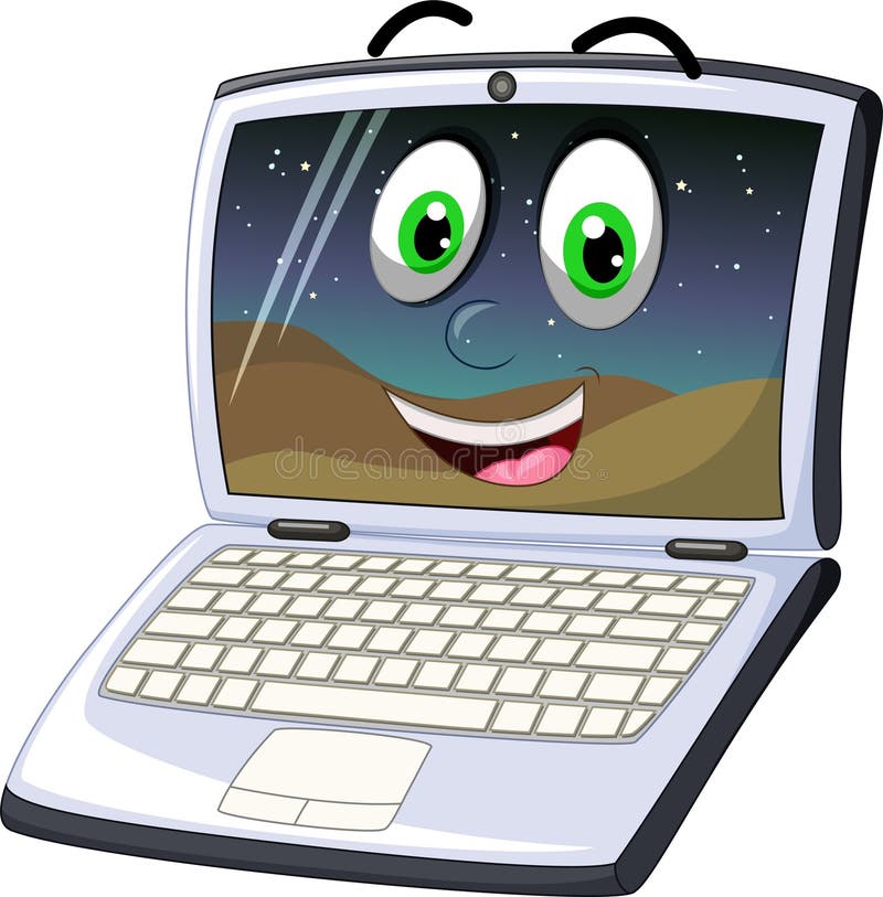 Laughing New Modern Desktop Computer Cartoon Stock Illustration ...