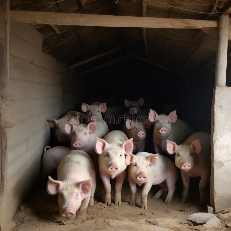 Laughing Pigs on Side of Pigsty. Stock Illustration - Illustration of ...