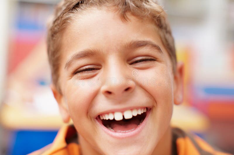 Laughing, Portrait and Boy in Classroom for Learning, Growth and Child ...