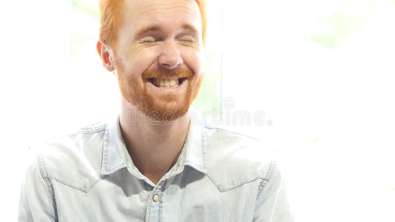 Laughing Red Hair Beard Man Stock Photo - Image of healthy, lips: 98555526