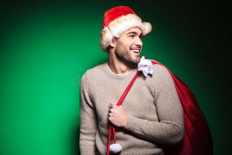 Laughing Santa with Red Suspenders Stock Photo - Image of happy ...