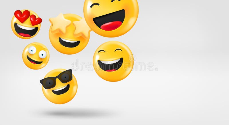 Laughing and Smiling Emojis Falling Down. 3d Vector Banner with Copy ...