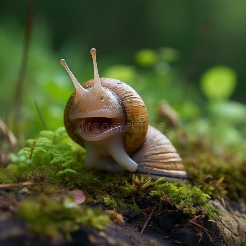 A Laughing Snail, a Rare and Amusing Sight Stock Illustration ...