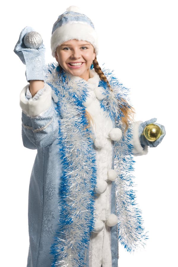 Laughing snow girl stock photo. Image of portrait, looks - 7113094