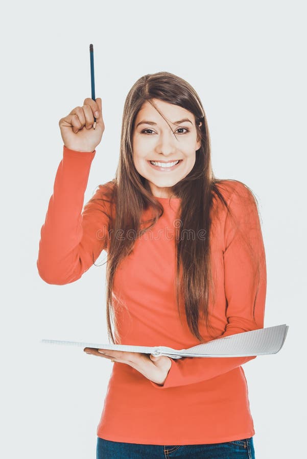 Laughing Student Woman with Her Note. Stock Image - Image of notes ...