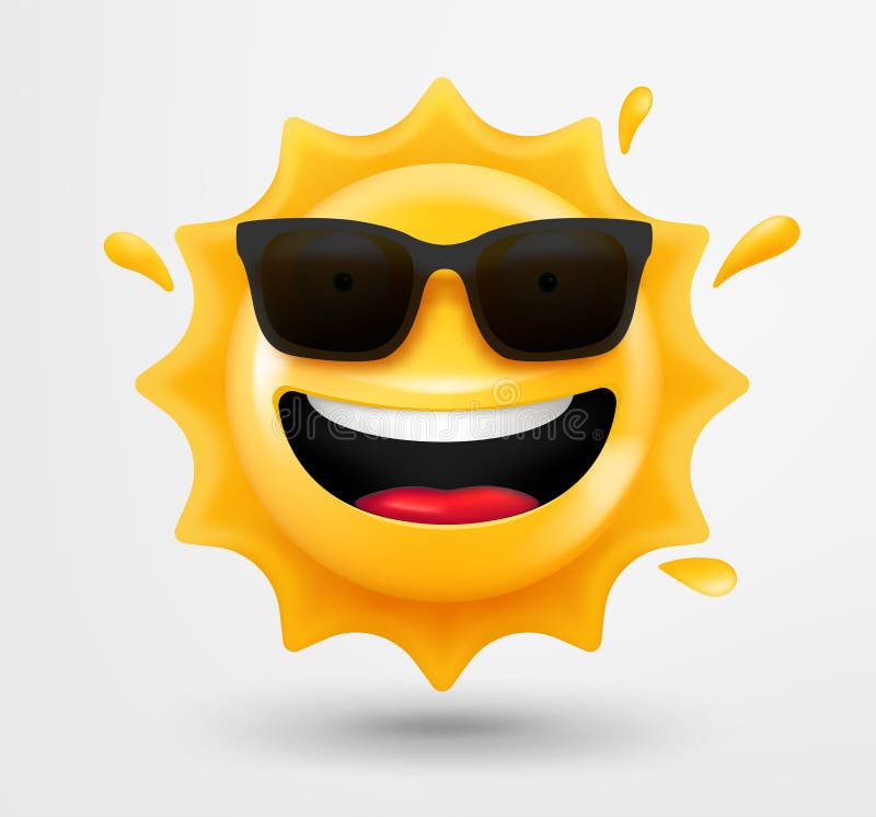 Laughing Sun Emoticon. 3d Vector Emoji Isolated on White Background ...