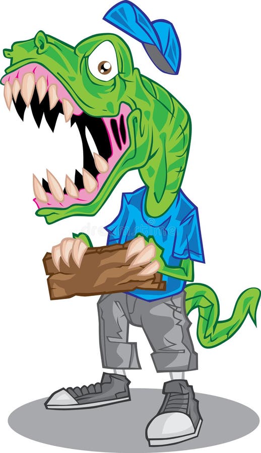 Laughing T-Rex Holding Wood Plank for Banner Stock Vector ...