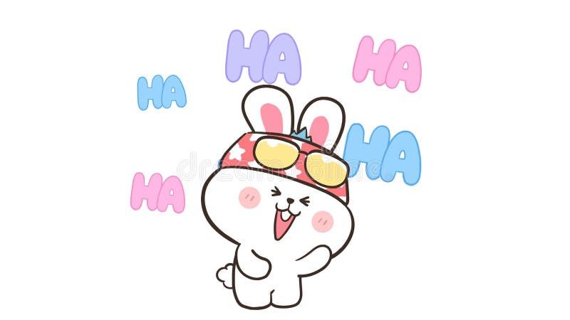 Laughing White Rabbit Animation - White Background Stock Video - Video ...