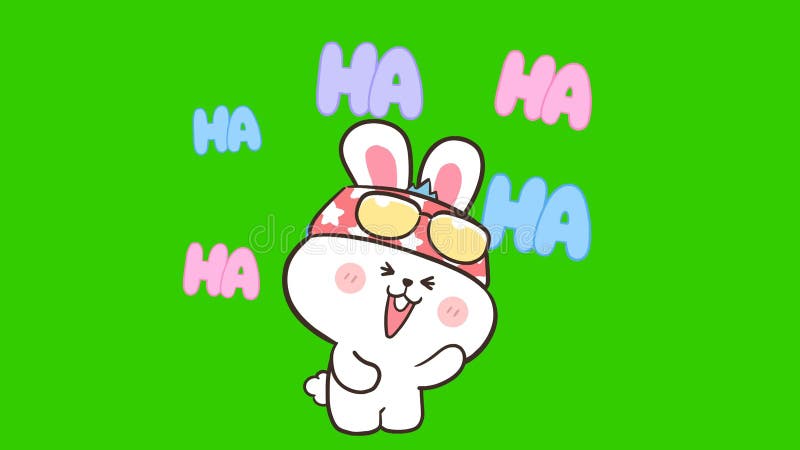Laughing White Rabbit Animation - Green Screen Stock Video - Video of ...