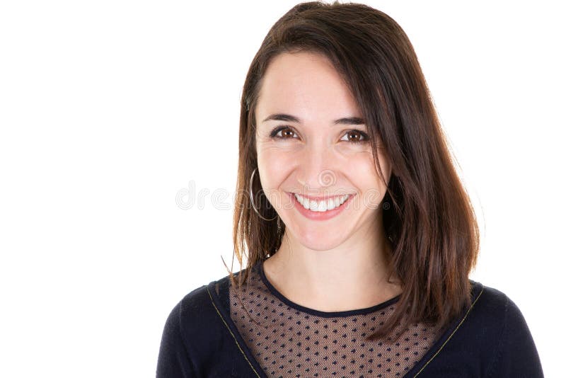 Laughing Woman with Copy Space Looking at the Camera Stock Image ...