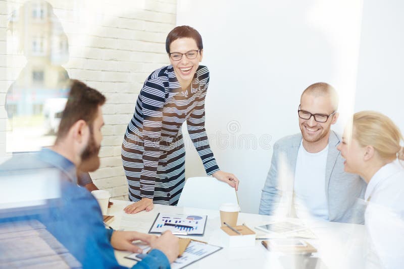 Laughing at work stock image. Image of smiling, businessman - 75562237