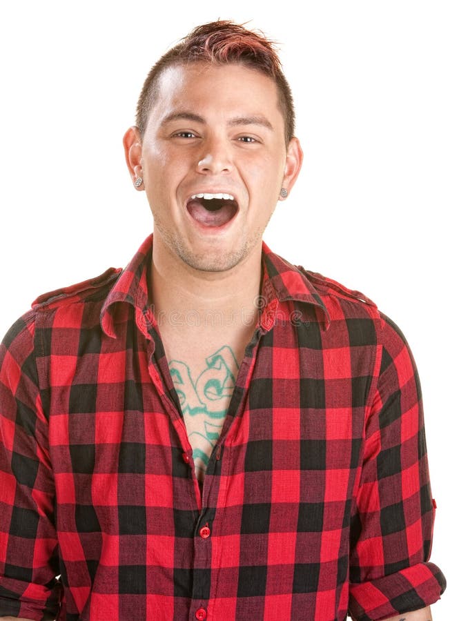 Blushing Man with Hand on Chest Stock Photo - Image of european ...