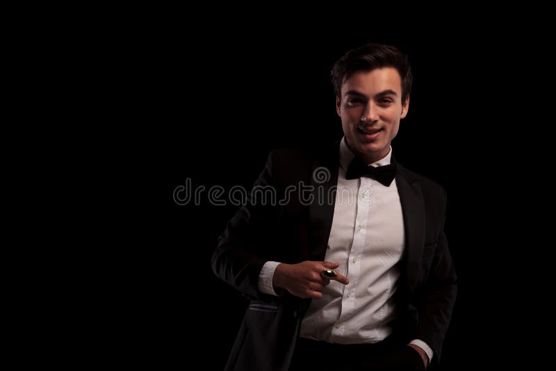 Laughing Man in Tuxedo on White Stock Image - Image of suit, jacket ...