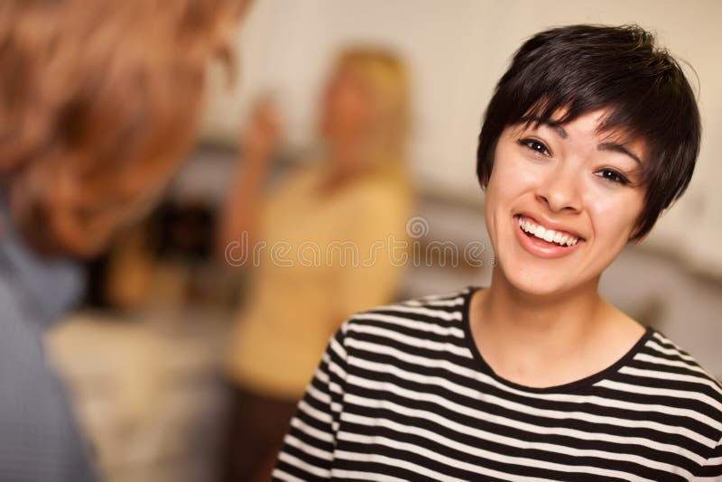 Laughing Young Woman Socializing Stock Image - Image of beauty ...
