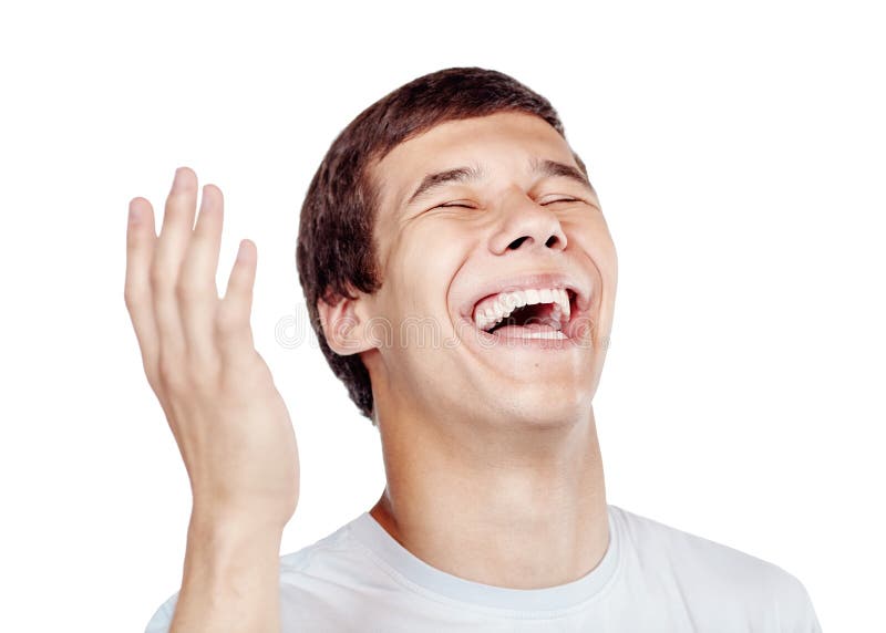 Loudly Laughing Guy Over White Stock Image Image Of Healthy