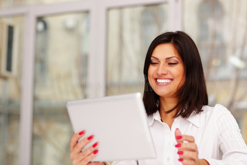 Tablet Computer Business Woman in New York City Stock Photo - Image of ...