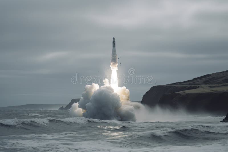 Launch of a Ballistic Missile Stock Illustration - Illustration of ...