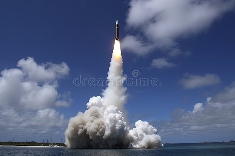 Launch of a Ballistic Missile Stock Illustration - Illustration of ...