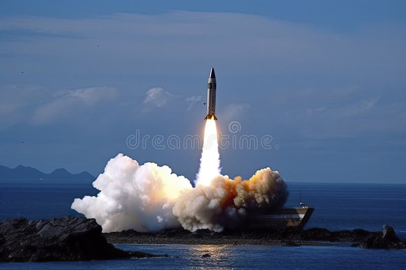 Launch of a Ballistic Missile Stock Illustration - Illustration of ...