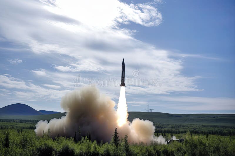 Launch of a Ballistic Missile Stock Illustration - Illustration of ...