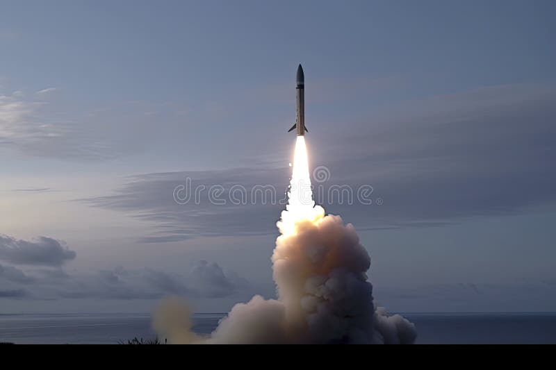 Launch of a Ballistic Missile Stock Illustration - Illustration of army ...