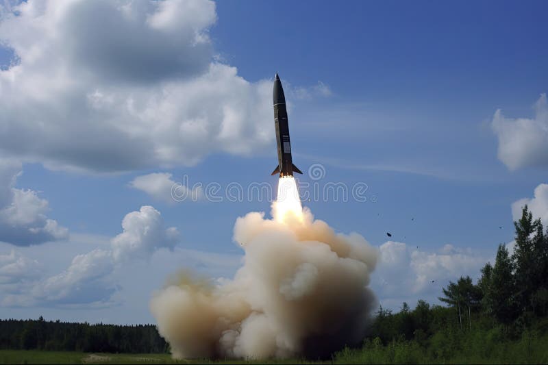Launch of a Ballistic Missile Stock Illustration - Illustration of ...