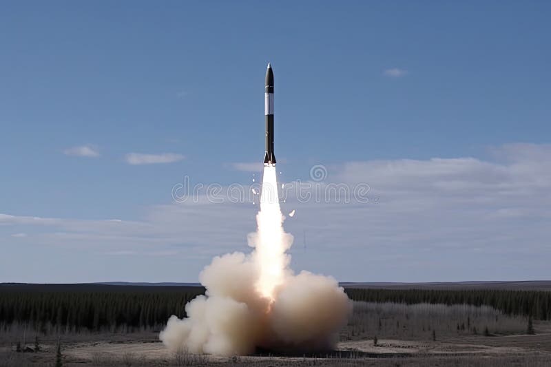 Launch of a Ballistic Missile Stock Illustration - Illustration of ...