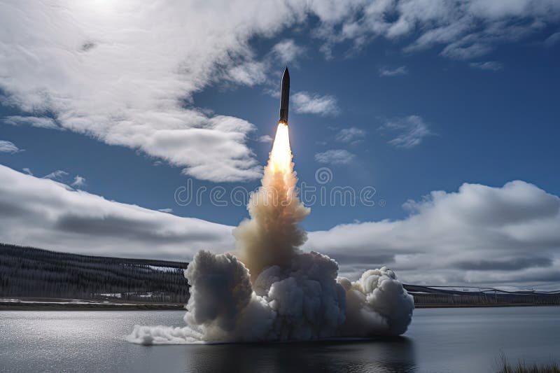 Launch of a Ballistic Missile Stock Illustration - Illustration of ...