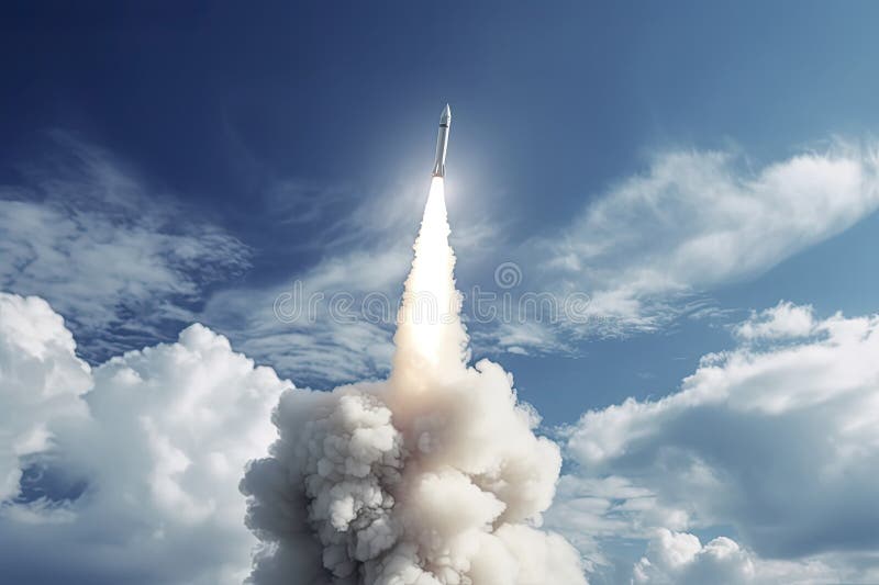 Launch of a Ballistic Missile Stock Illustration - Illustration of army ...