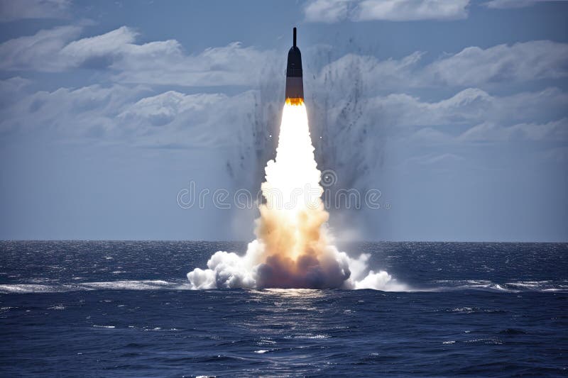 The Launch of a Ballistic Missile from Under Water Stock Illustration ...