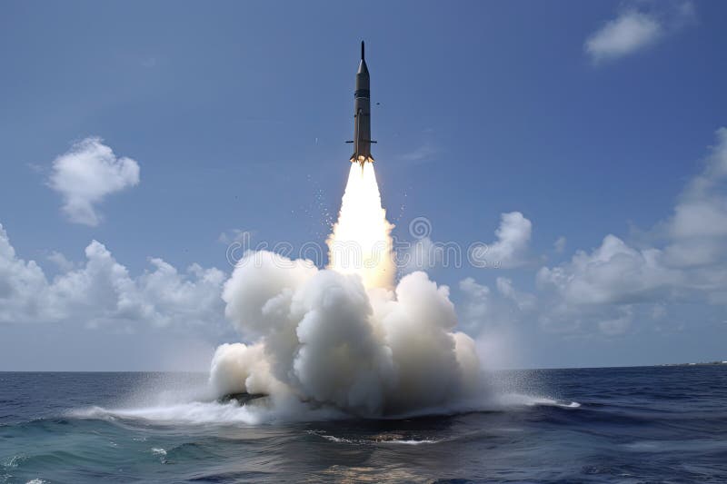 The Launch of a Ballistic Missile from Under Water Stock Illustration ...