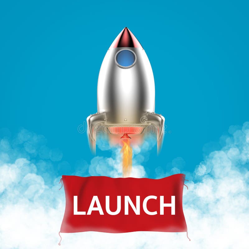 Launch Banner with Space Shuttle Stock Illustration - Illustration of ...
