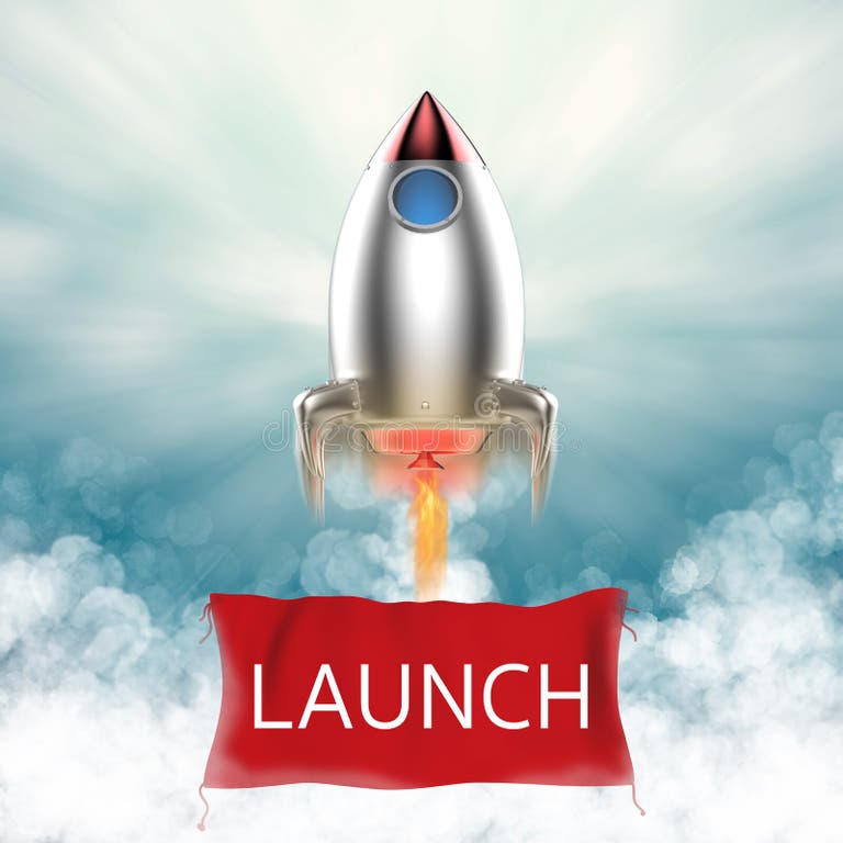 Launch Banner with Space Shuttle Stock Illustration - Illustration of ...