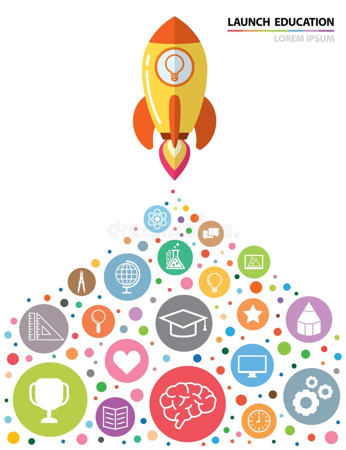 Back To School Education Icons Colorful Cartoon Bo Stock Vector ...