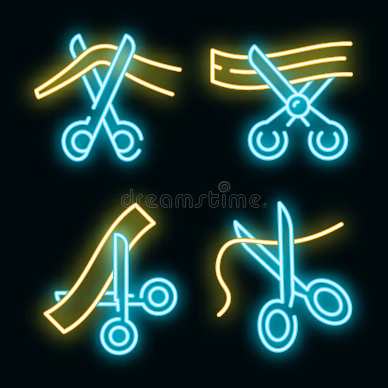 Launch Event Icons Set Vector Neon Stock Vector - Illustration of ...