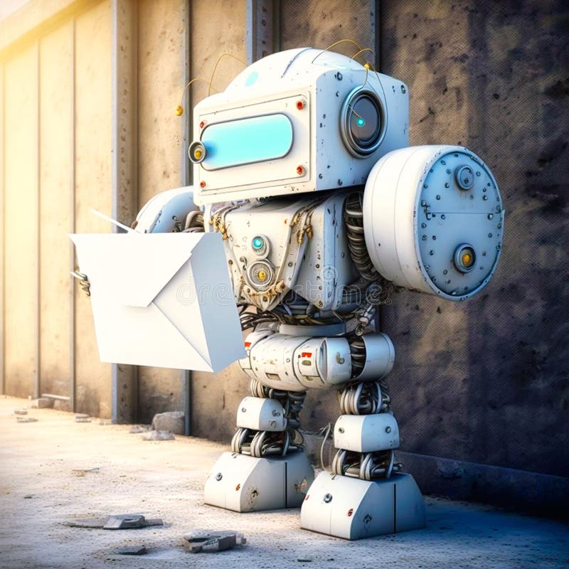 Launch of a Futuristic Intelligent Robot Mailman, Generative AI Stock ...