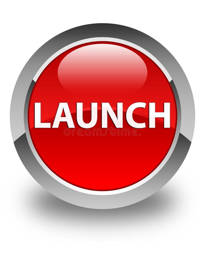 Launch Glossy Black Round Button Stock Illustration - Illustration of ...